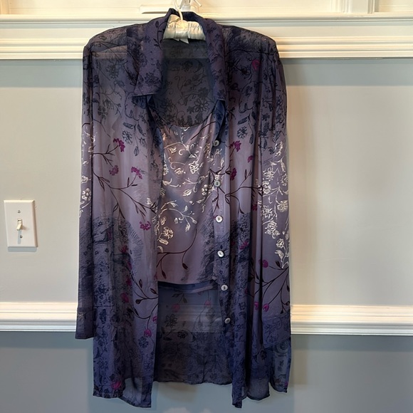 Dana Buchman | Tops | Dana Buckman Two Piece Silk Blouse And Cami ...